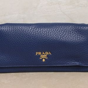 Prada | Bags | Prada Blue Leather Wallet | Poshmark